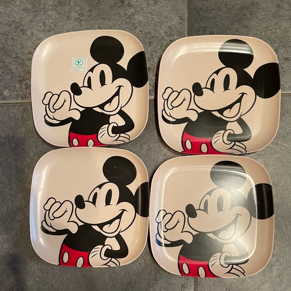 Disney | Dining | Disney Mickey Mouse Set 4 Bamboo Dinner Plates | Poshmark